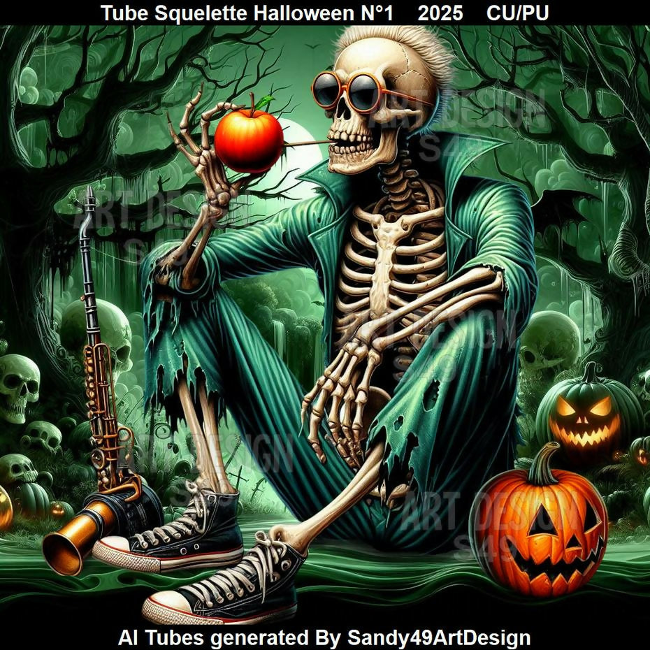 Tube Squelette Halloween N°1 2025 – MagicalMoments