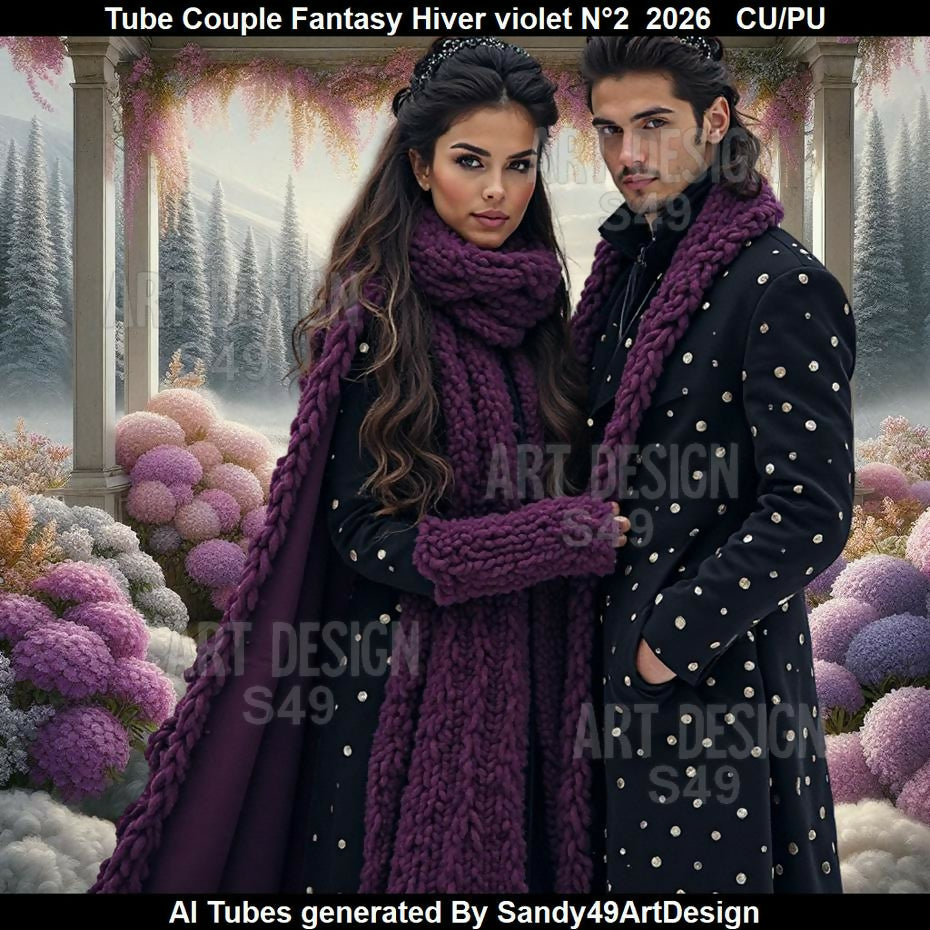 Tube Couple Fantasy Hiver violet N°2 2026 – MagicalMoments